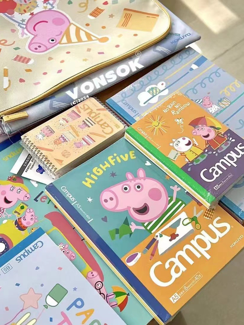 Peppa pig cute journal notebook for kids writing campus限定子A5记事本学生胶装B5 ...