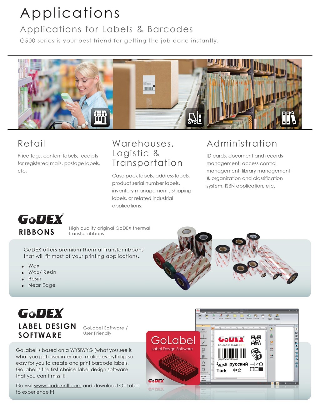Godex G500U 203 DPI / G530 300 DPI Thermal Barcode Label Printer + Free ...