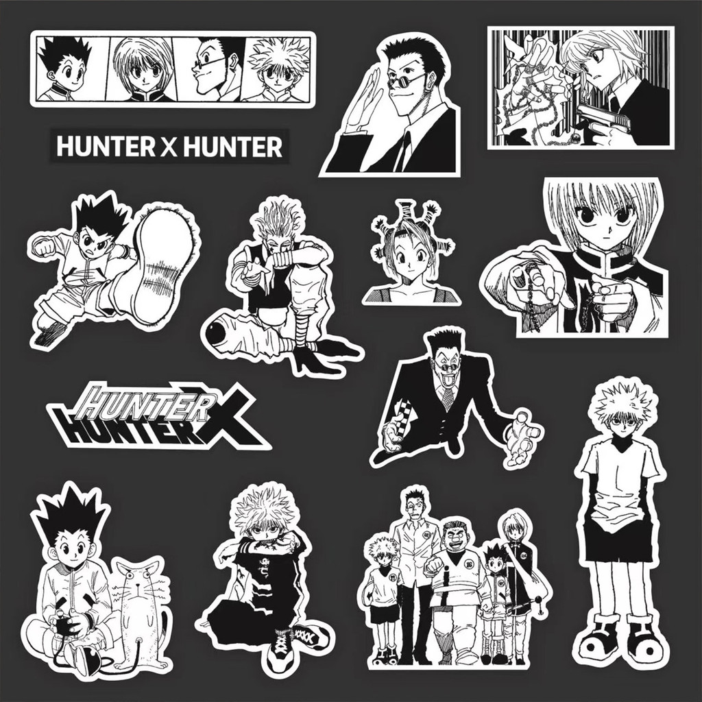 70Pcs Hunter x Hunter Sticker Pack - Killua, Gon & Hisoka Black White ...