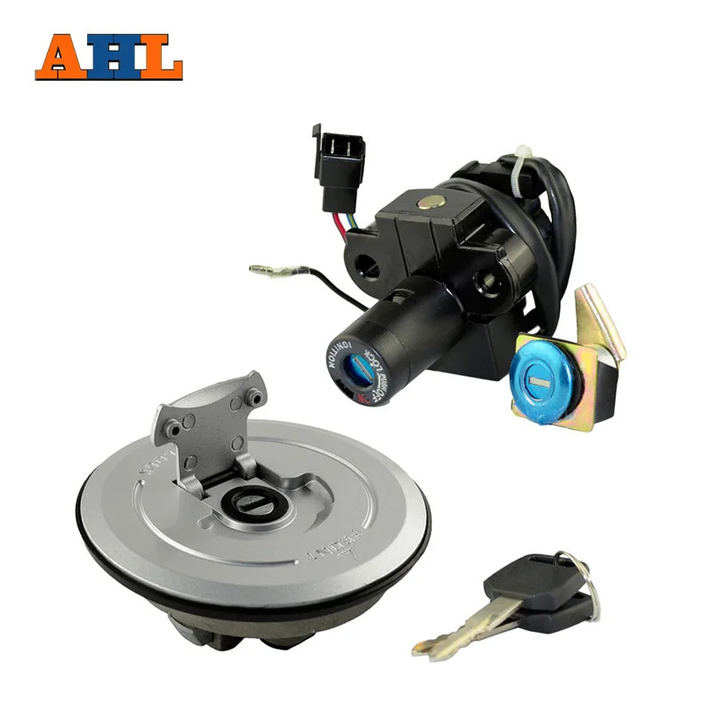 AHL Motorcycle Ignition Switch Lock Fuel gas Tank Cap Cover Seat Handle ...