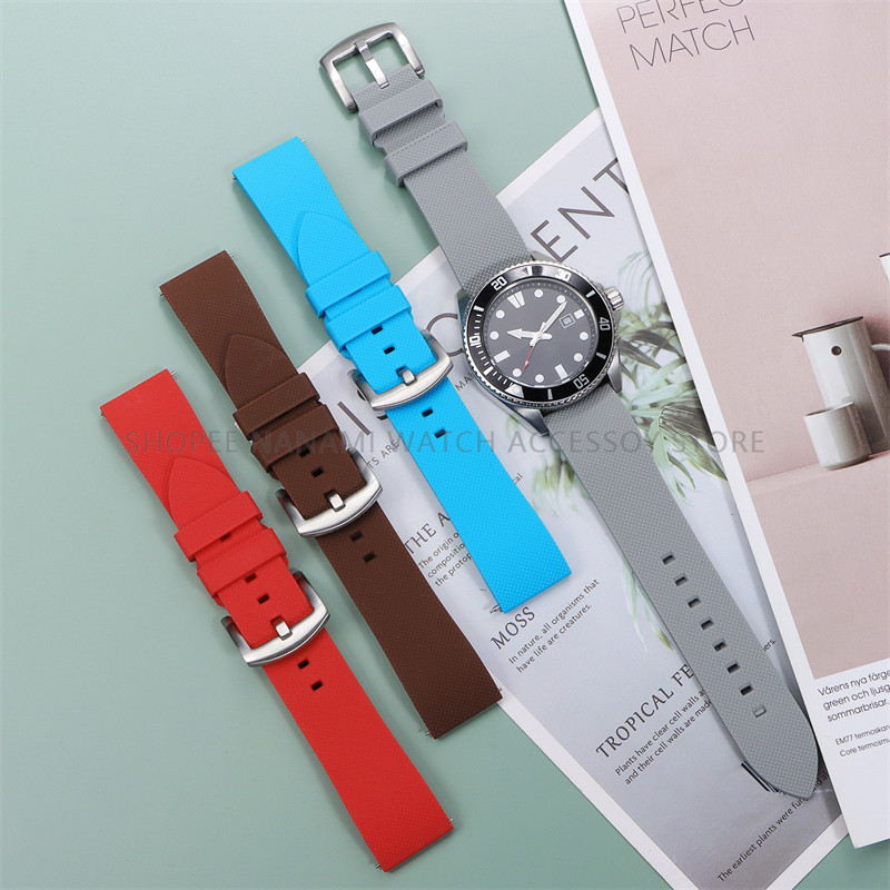 Universal Silicone Watch Strap 20mm 22mm Quick Release Colorful Waffle ...