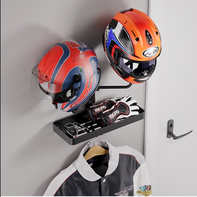 180 Rotating Motorcycle Helmet Rack Wall Mounted with Double Hook ...