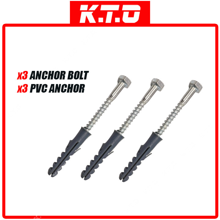 3PCS / Set M10 x 100 Hex Bolt Screw with PVC Wall Plug Set / Skru ...