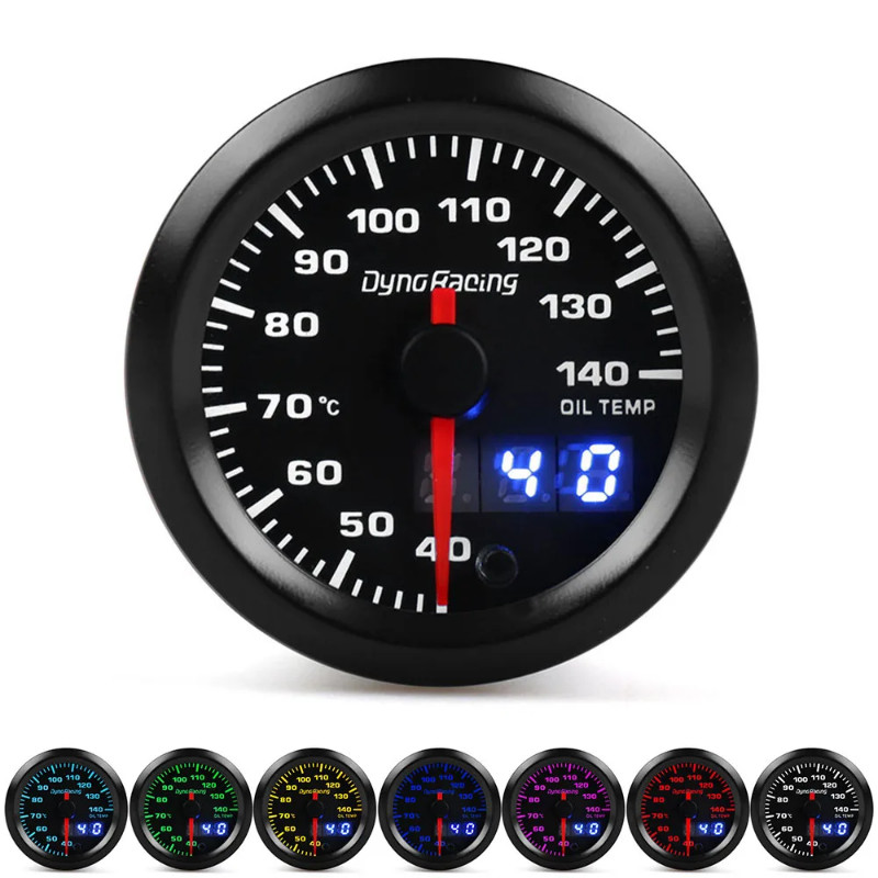 Dynoracing Dual Display 52MM 7 Colors Oil temp gauge 40-140 Celsius Oil ...