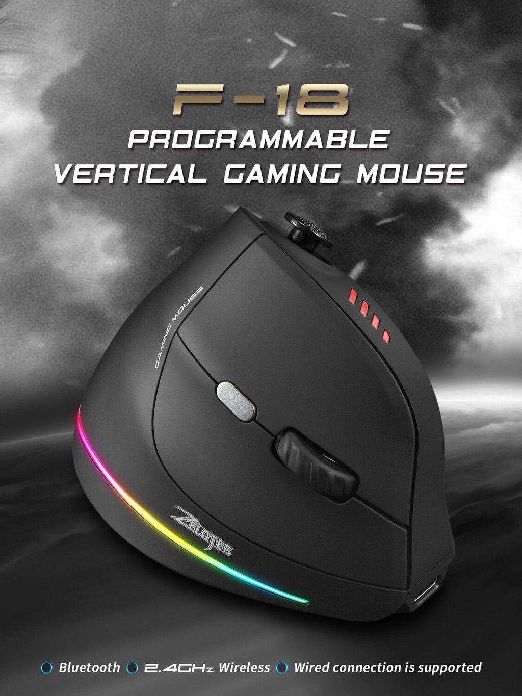 Wired Wireless Vertical Mouse with jostik Gaming Mouse Rgb Backlit ...