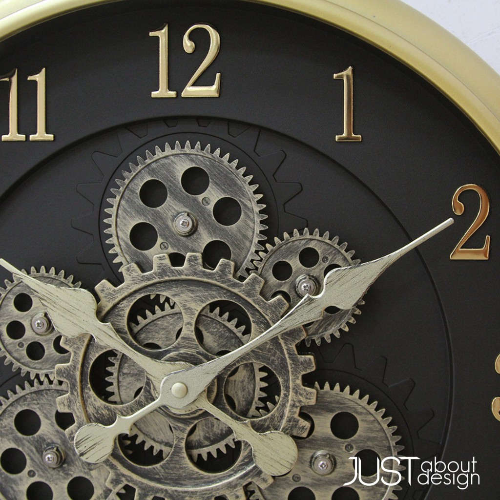 Jam Dinding Besi Wall Clock Gear Design Roman Numeric Designs Wall ...