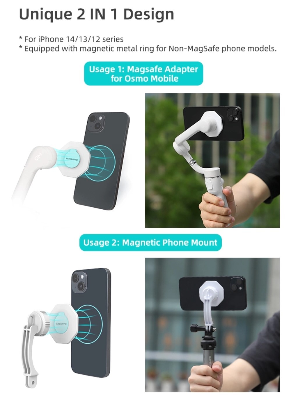 MagSafe Ring Holder for Tripod Mount Smartphone DJI Osmo Mobile Gimbal ...