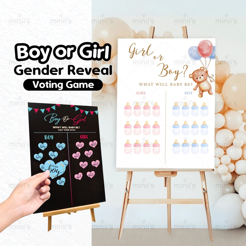 MINIIS Boy or Girl Gender Reveal Board Vote He Or She Voting Game ...