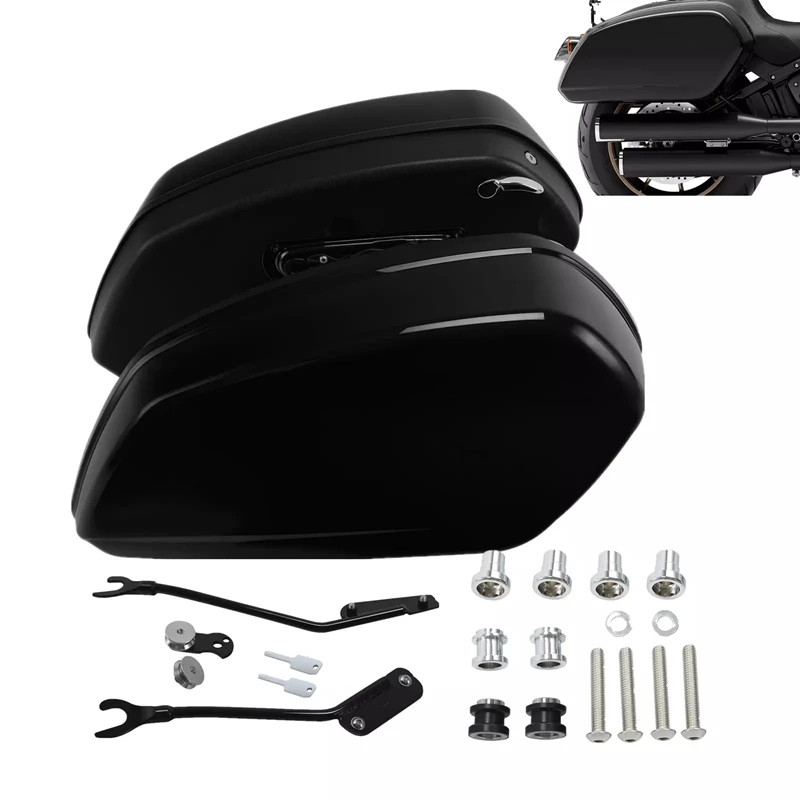 Gloss Black Saddlebags Bags Docking Hardware For Harley Softail Low ...
