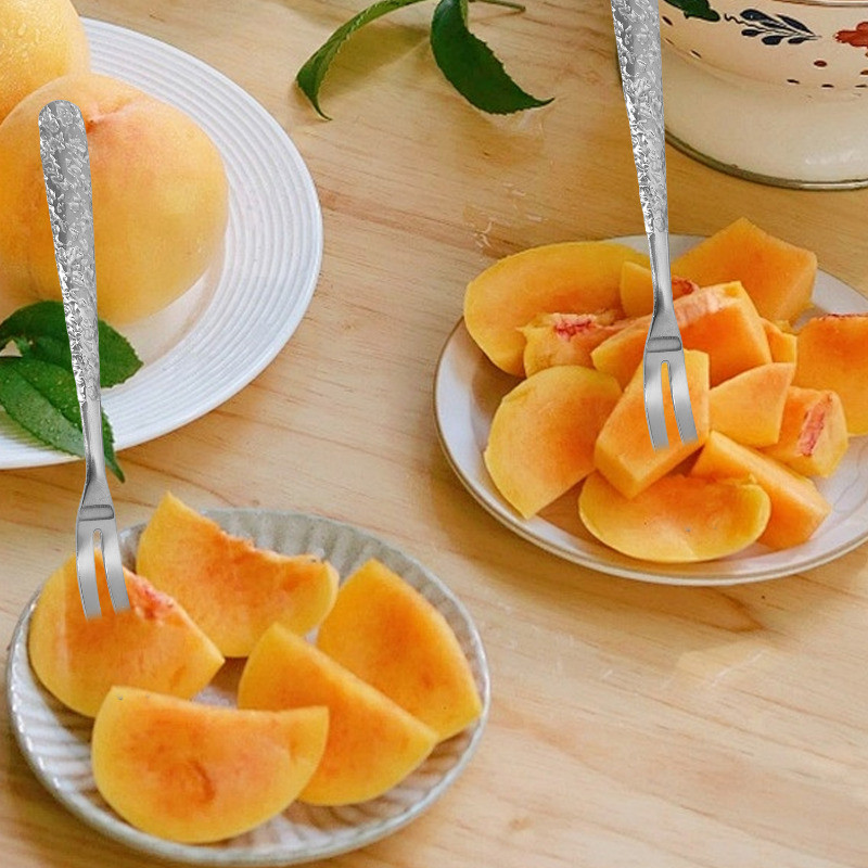 Cake Fetching Forks - Stainless Steel Ice Crack Fruit Fork - Non-slip ...