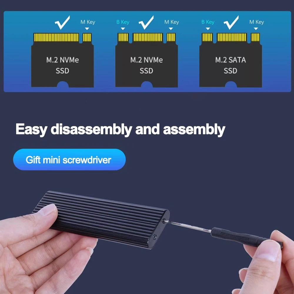 10Gbps NVME M.2 Solid State Drive External Enclosure 2230/2242/2260/2280 M.2 to USB C 10Gbps SSD ...