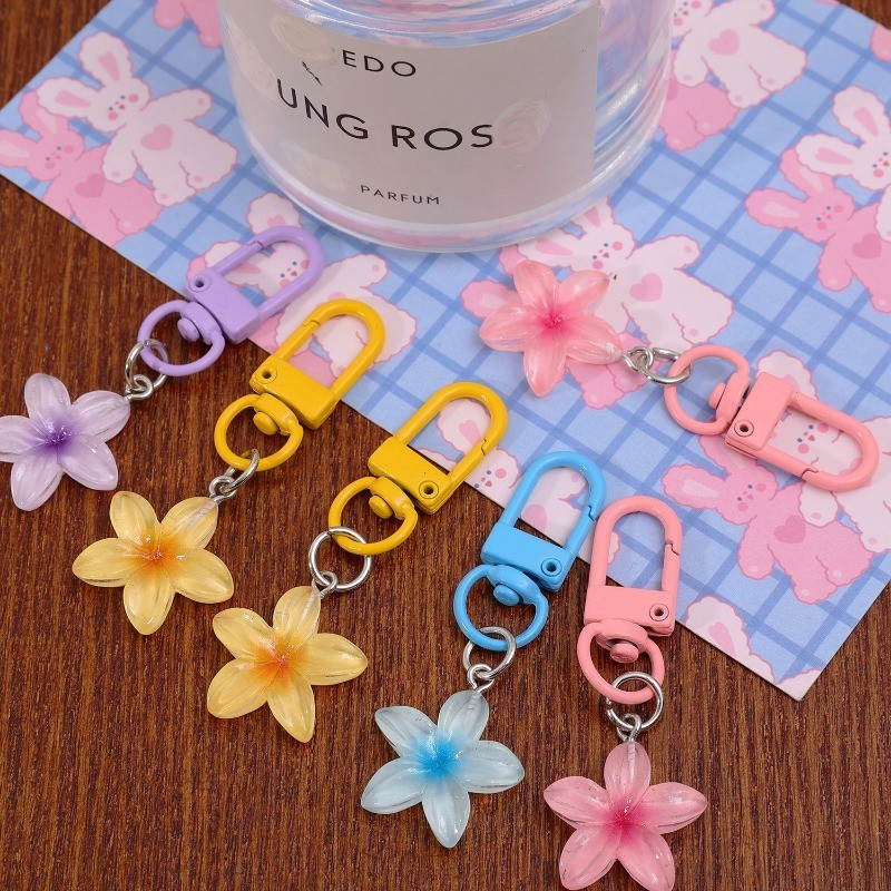 2/4/6Pcs Frangipani Key Rings - Cute DIY Flower Keychains - Cherry ...