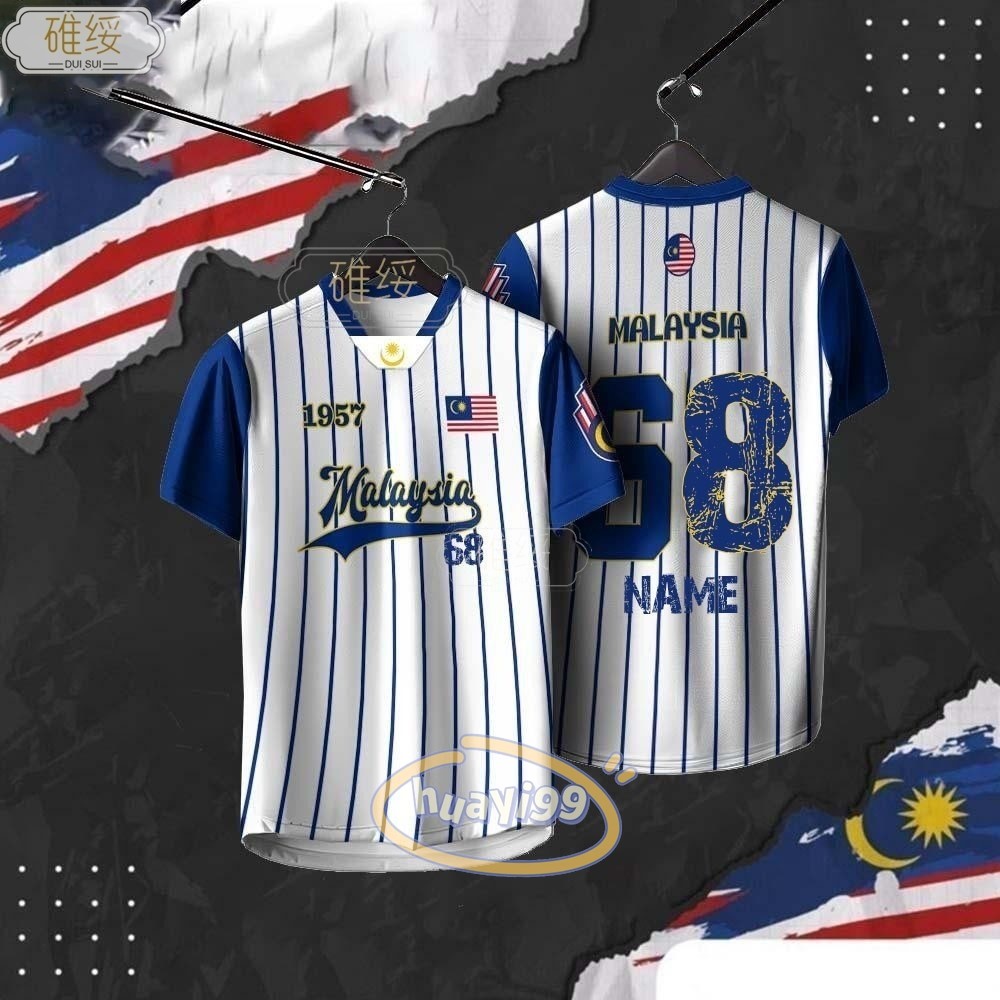 1957 Merdeka Clothes 2025 68th Malaysia Men Short Sleeve Jersey Retro ...