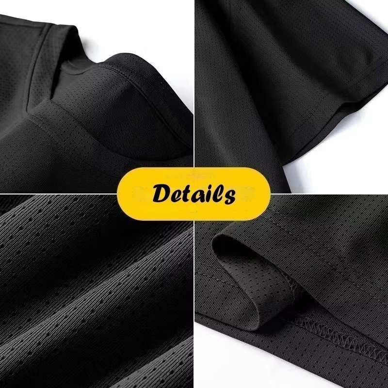 Ice Silk Men's Dri-fit Shirt Fashion Quick-Dry Solid Color Training ...