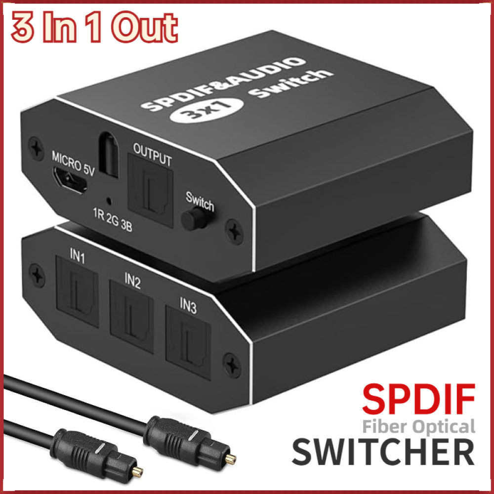 SPDIF Toslink Switcher 3 in 1 out Digital Optical Audio Amplifier ...