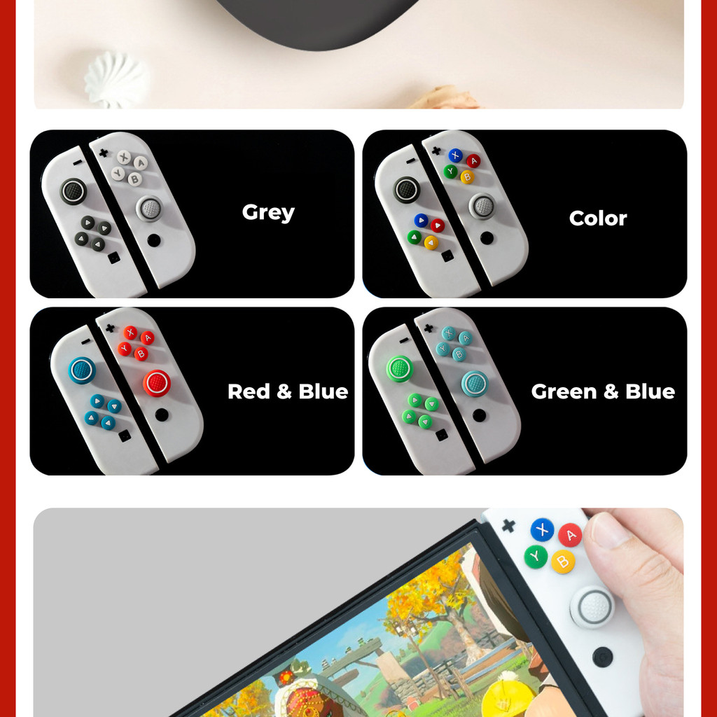 Akitomo D-Pad Button Cap Set Silicone Thumb Grip Cross Button Skin for ...