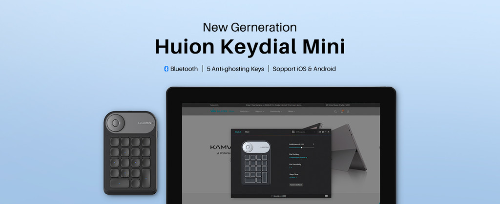 Huion K20 Keydial mini Keyboard for Drawing Tablet, PC and Phone,18 ...