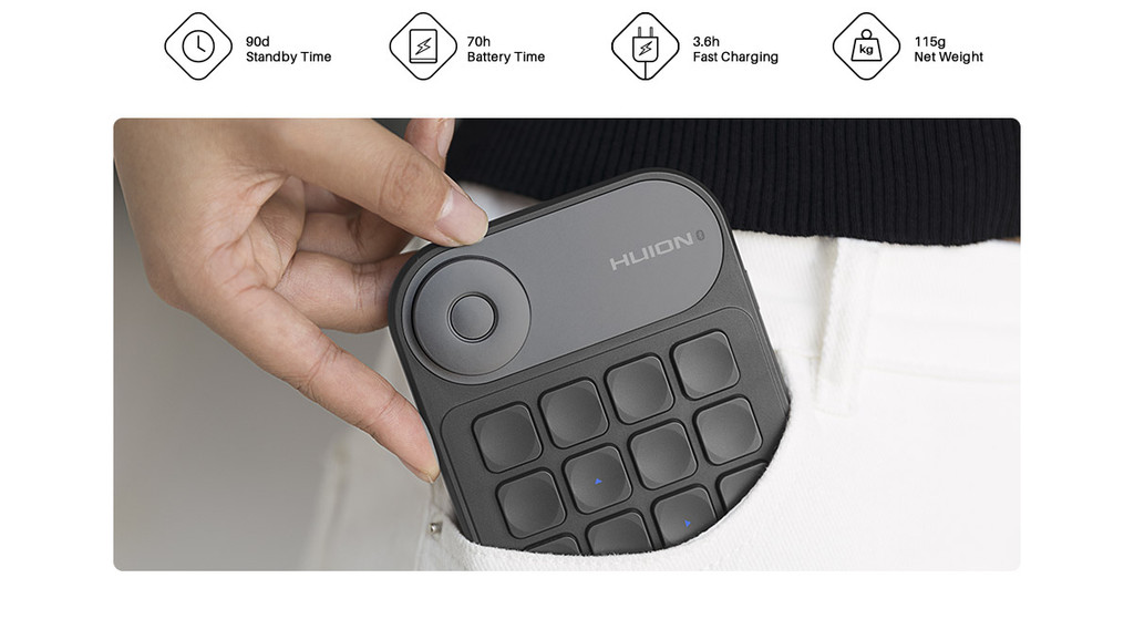 Huion K20 Keydial mini Keyboard for Drawing Tablet, PC and Phone,18 ...
