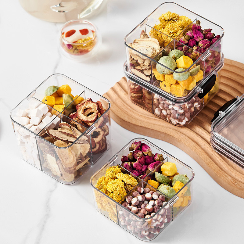 Flower Tea Storage Box with Lids Storage Jar Fridge Sealed Cans Home ...
