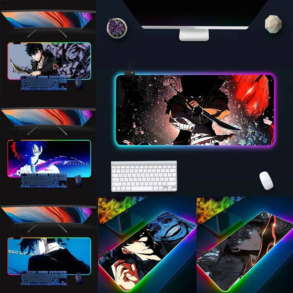 Anime Solo Leveling RGB Pc Gamer Keyboard Mouse Pad Mousepad LED ...