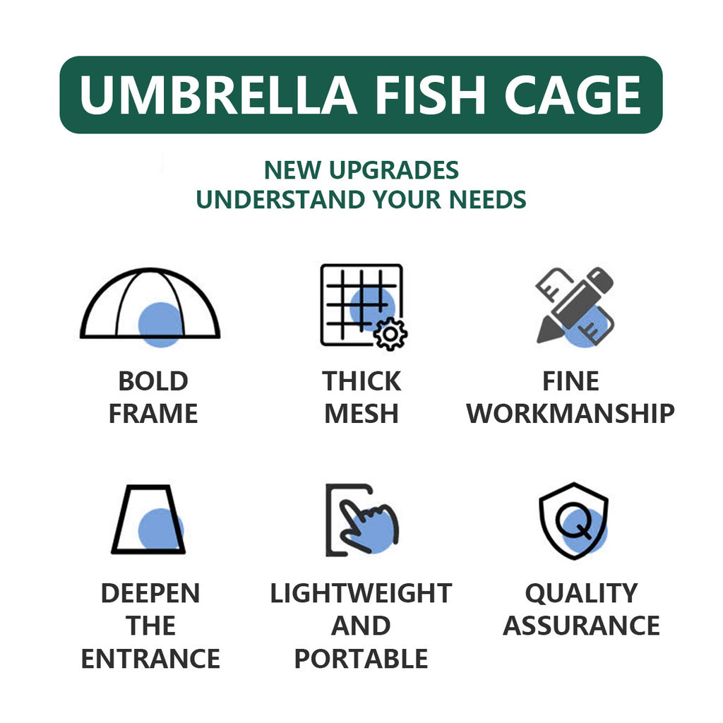 6 Holes Fold Cast Net Cage BuBu Payung Jala Jaring ikan udang Nylon ...
