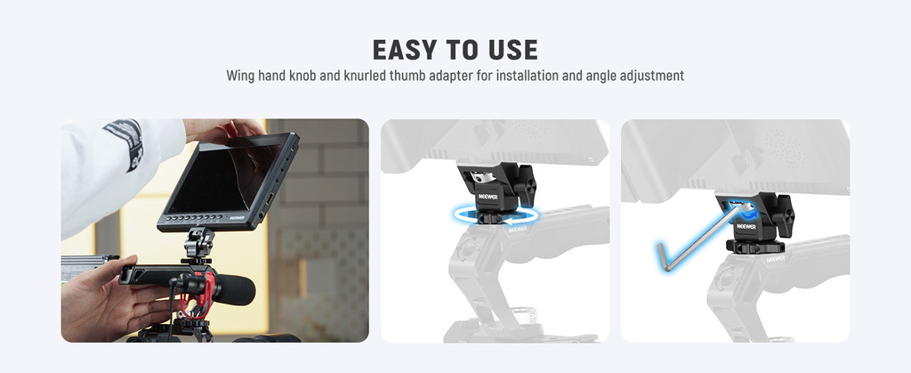 NEEWER Camera Monitor Mount with Cold Shoe, 1/4" Screw for 5" & 7" Field Monitor Compatible with ...