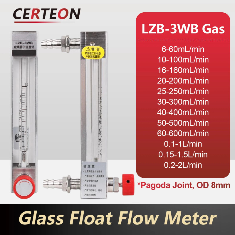 Glass Tube Rotameter LZB-3WB Flow Meter for Oxygen Air Nitrogen Gas ...