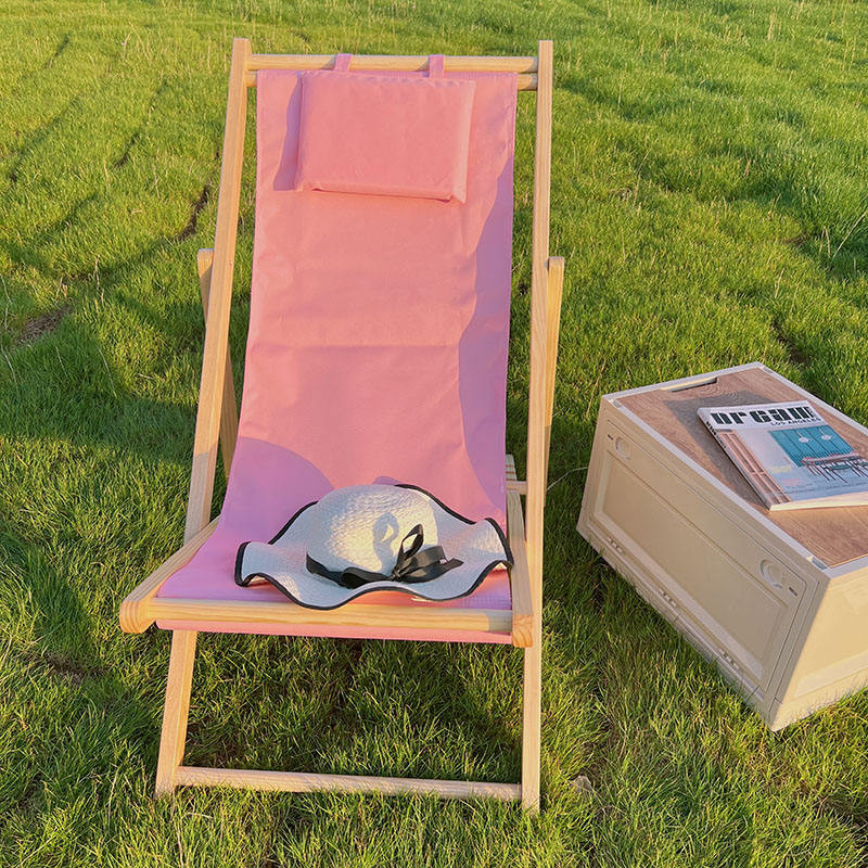 Beach Chair Folding Chair Solid Wood Lounge Chair Canvas Chair Lunch ...