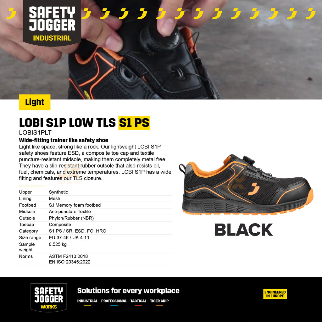 SAFETY JOGGER LOBI S1P Low TLS Twist Lock ESD Safety Shoes Composite ...