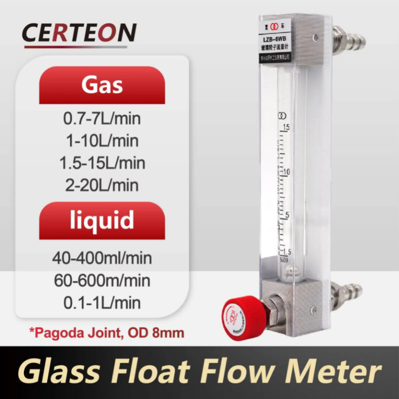 Glass Tube Rotameter LZB-6WB Flow Meter for Air Oxygen Nitrogen Water ...