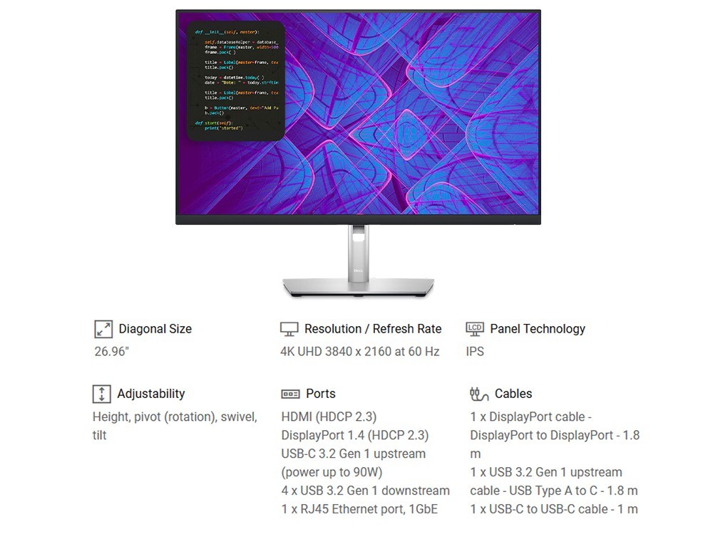 Dell Pro Plus P2725QE P2723QE 27" P3225QE P3223QE 32" 4K UHD 3840 x ...