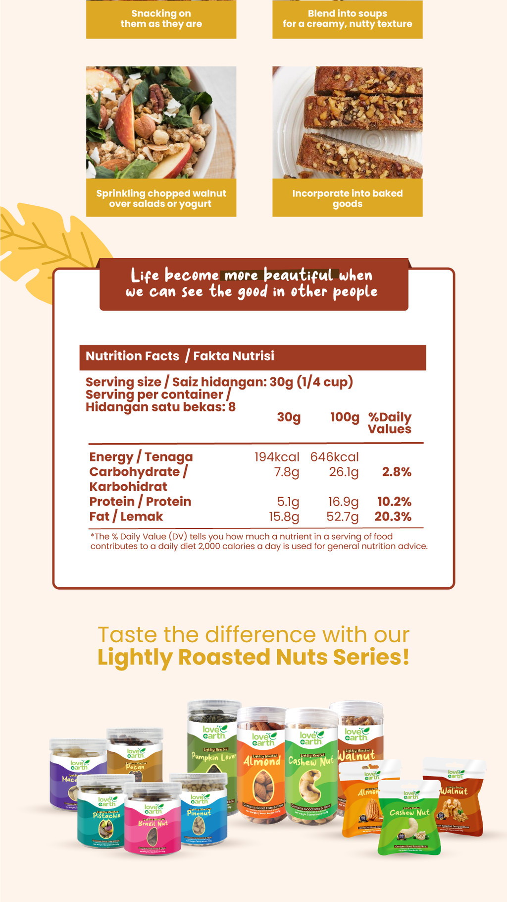 Twin Pack Lightly Roasted Walnut 230g x 2 | Shopee Malaysia