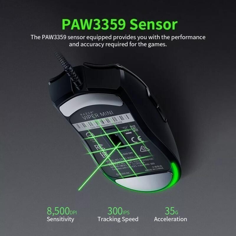 Razer Viper Mini Wired Gaming Mouse 8500DPI Optical Sensor Lightweight ...