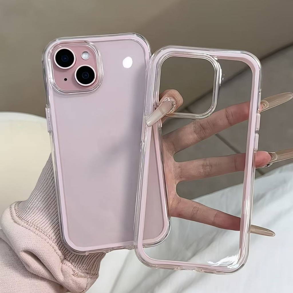 Luxury Candy Color Frame Clear Back Phone Case For iPhone 16 15 14 13 ...
