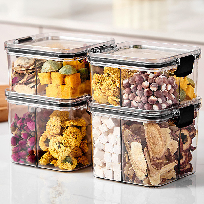 Flower Tea Storage Box with Lids Storage Jar Fridge Sealed Cans Home ...