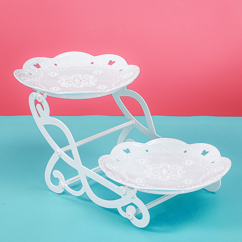 2 Tier Cake Dessert Stand Cake Rack with Tray Candy Cake Layered ...
