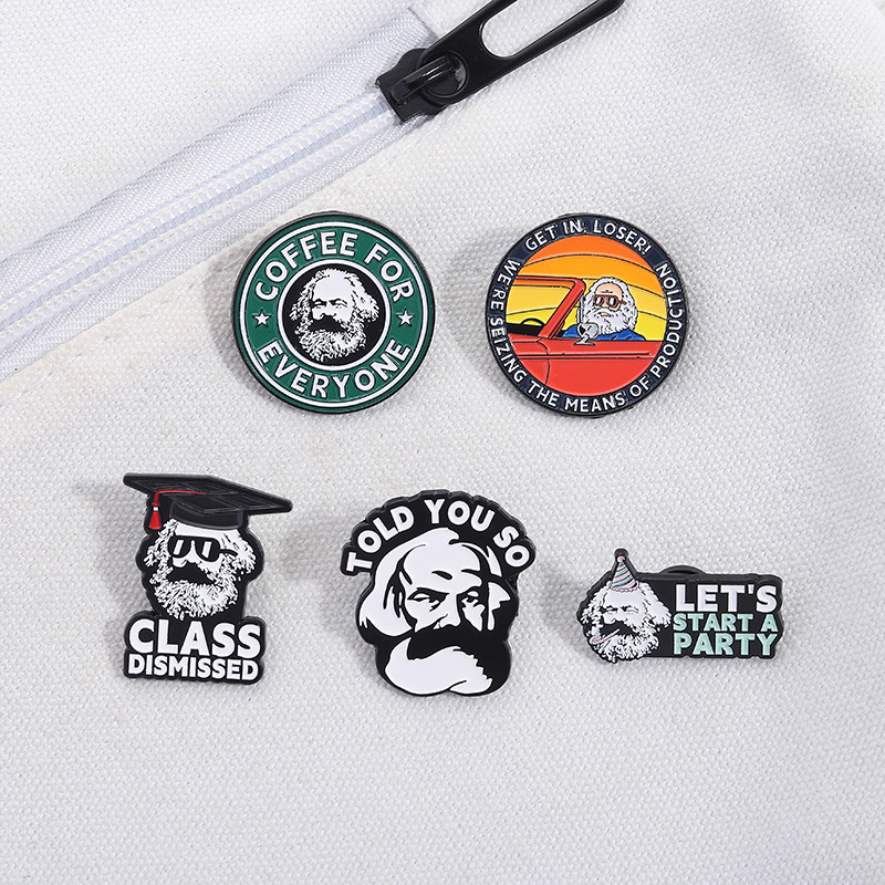 Class Dismissed Enamel Pin Cartoon Karl Marx Badge Brooch Creative ...