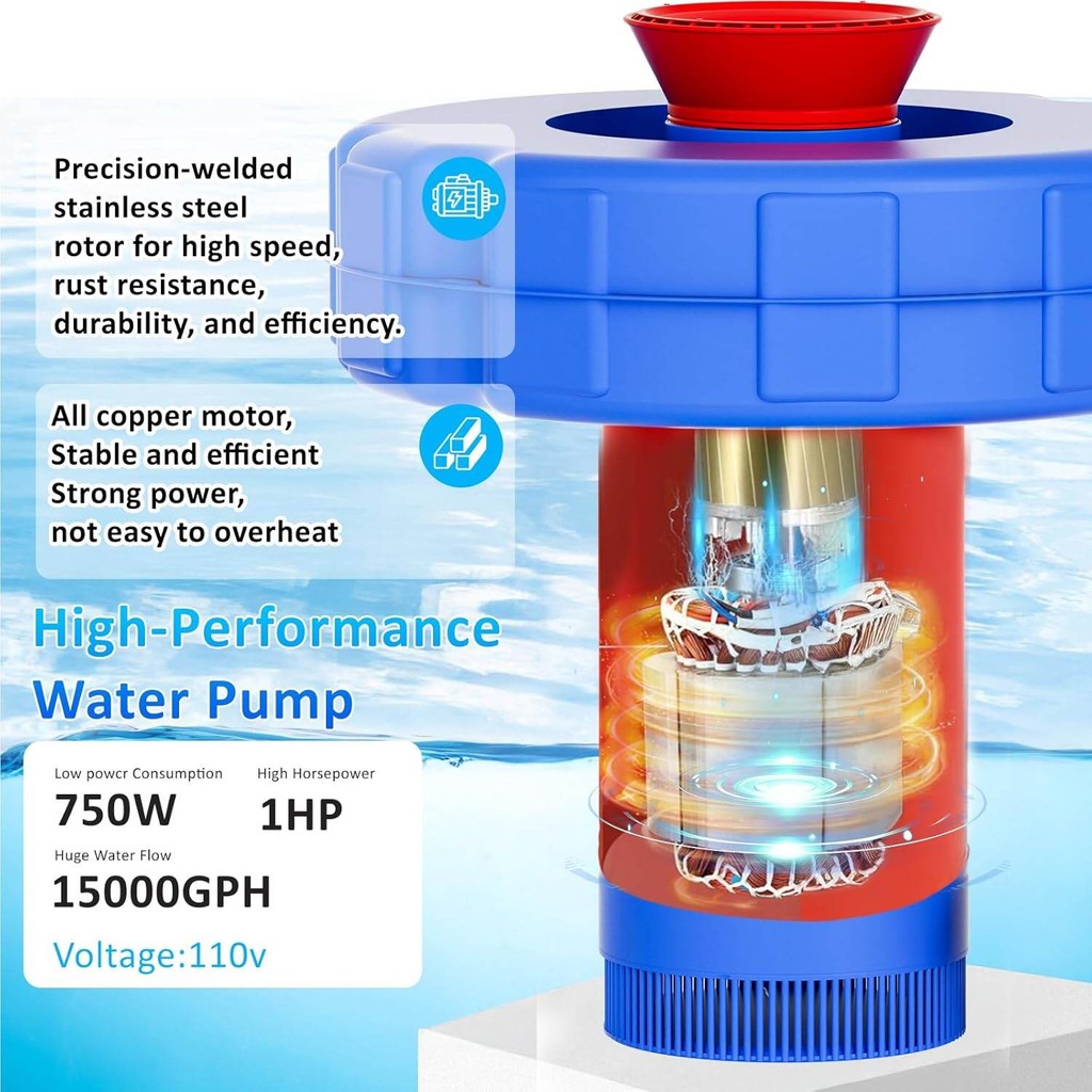 Fish Pond Oxygen Water Pump Shrimp Pond Floating Water Pump Breeding ...