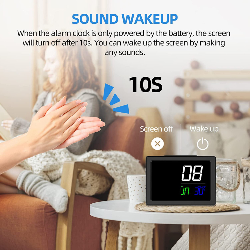 Digital Music Alarm Clock 8 Ringtones with Snooze Function 5.3" Large ...