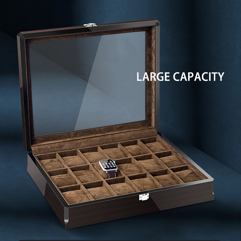 Watch Box 3/6/8/12/18 Grid Wood Grain Watch Storage Box Transparent ...