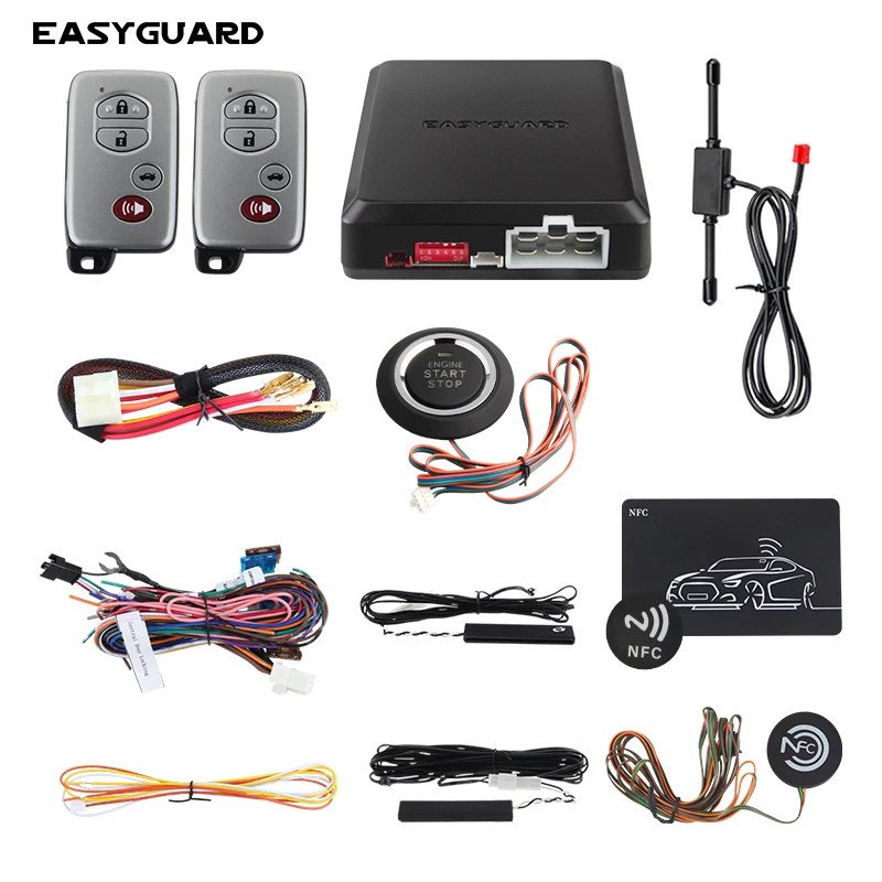 EASYGUARD EC002-T PKE car alarm system auto start push button start NFC ...