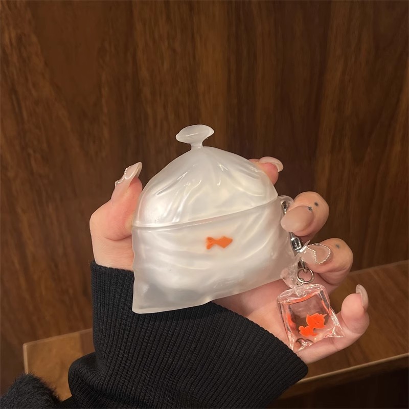 Creative Transparent Goldfish Bag Silicone Wireless Bluetooth Earphone ...