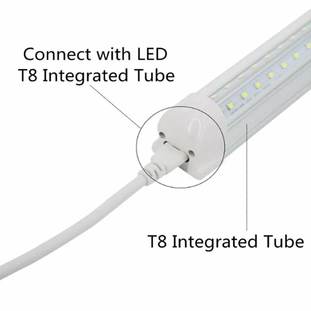 T8 / T5 Cable Wire Connector Flexiable 3Pin 30-200cm Double End For LED ...
