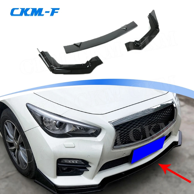 3 PCS ABS Black Front Lip Spoiler Splitters Flaps For Infiniti Q50 Q50S ...