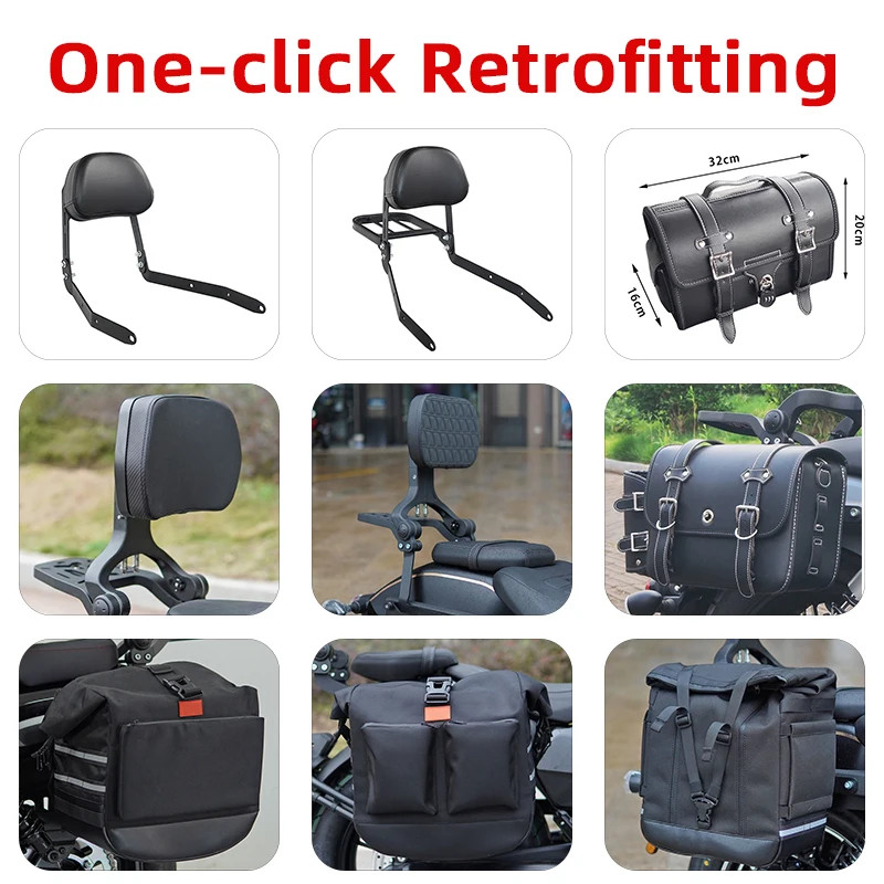 CLC450 Motorcycle Multi-Purpose Folding Backrest With Luggage Rack Side ...