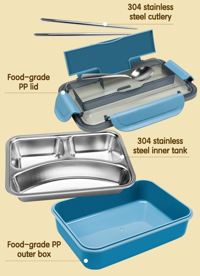 Vusign Lunch Box 304 Stainless Steel Kotak Makanan Bento Box with ...