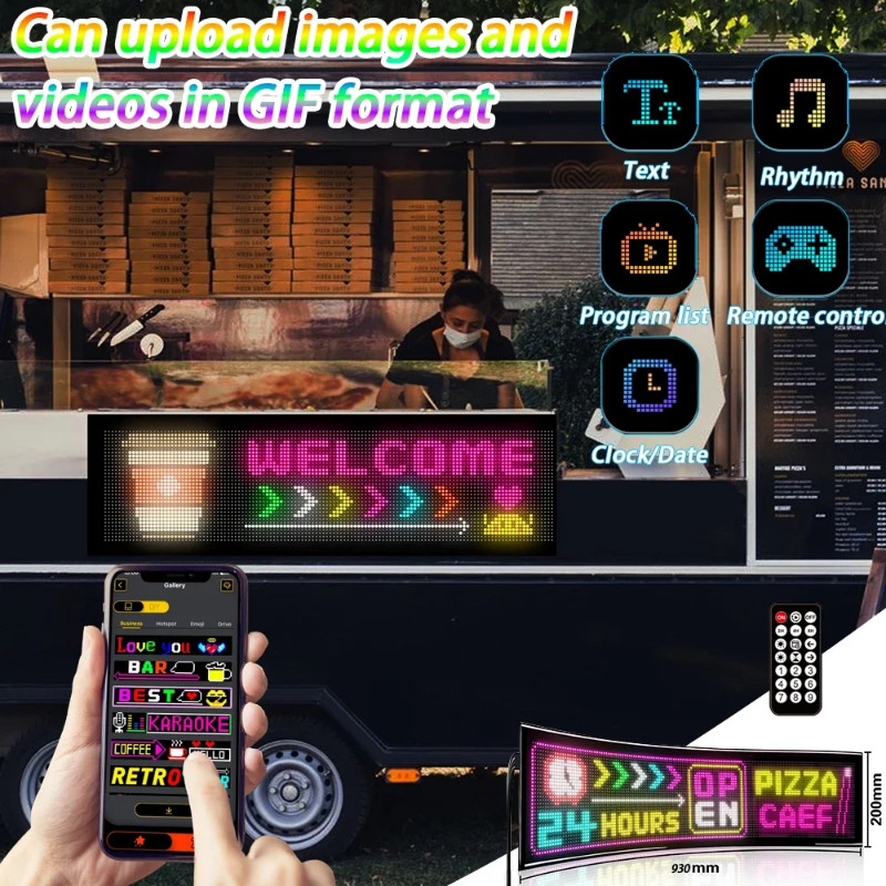 APP Control LED Flexible Screen Double Row Display Text Pattern Free ...