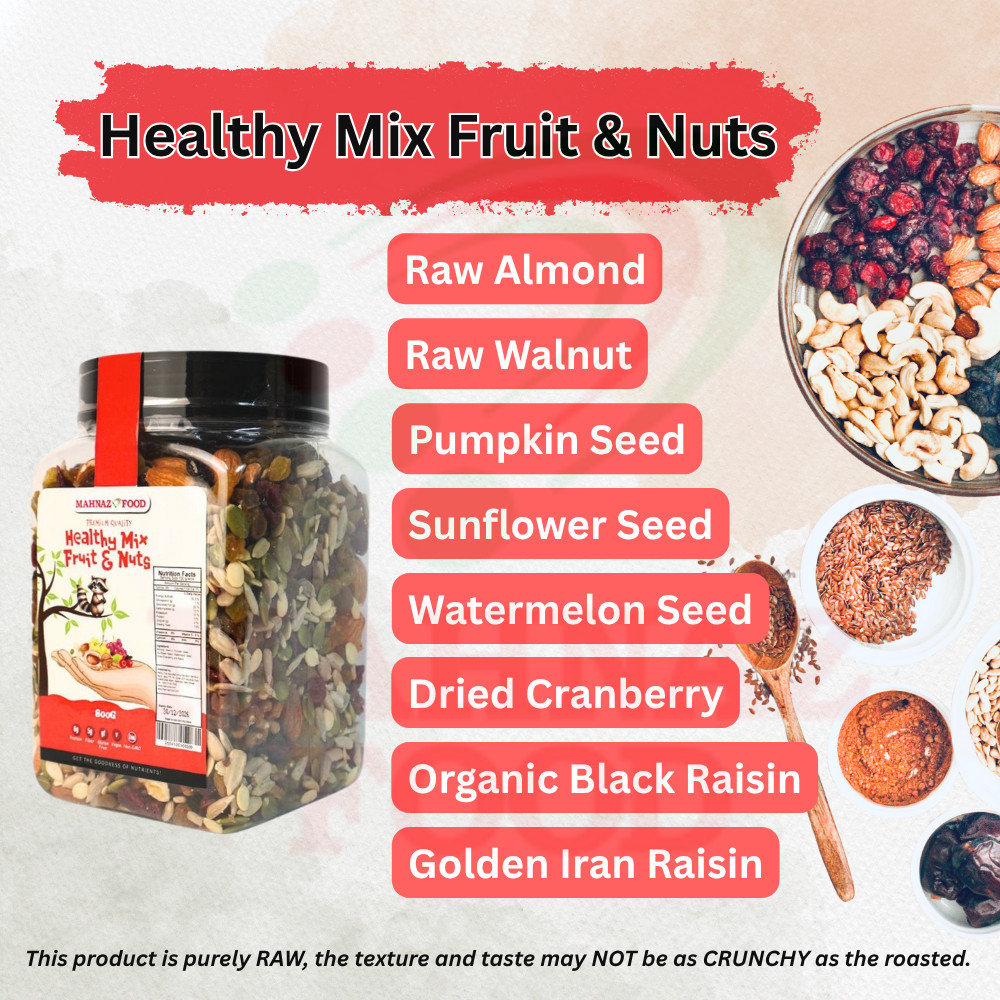 MAHNAZ FOOD Variety Healthy Mix Fruits & Nuts Assorted (800g) | Buah ...