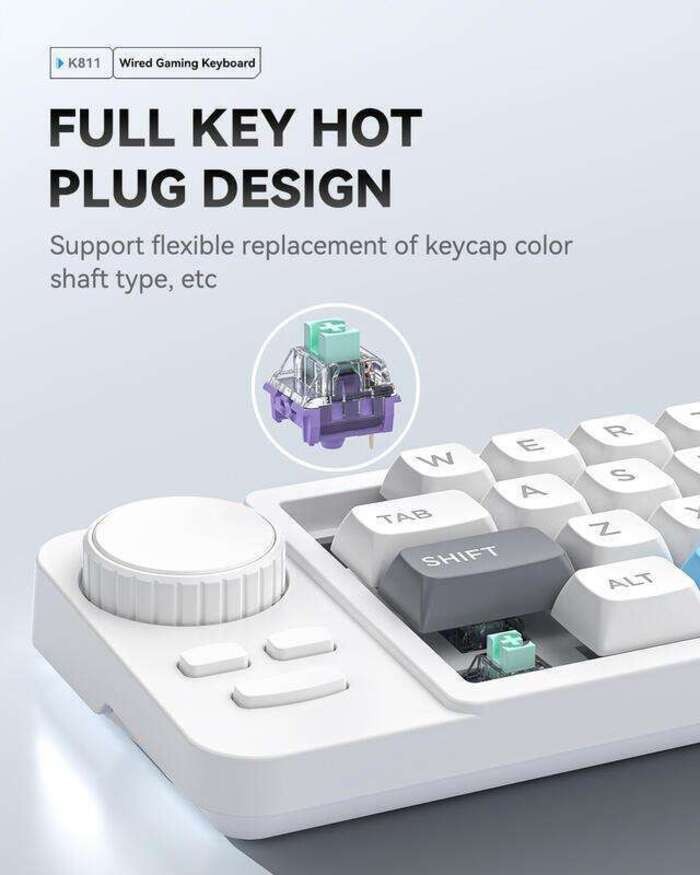 JOMAA Programmable Wired Mechanical Keyboard with Volume Scroll Wheel ...