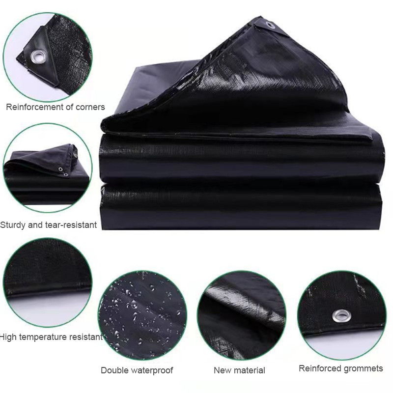 Waterproof Black Canvas Tarpaulin Sunshade Tent Kain Kanvas Khemah ...